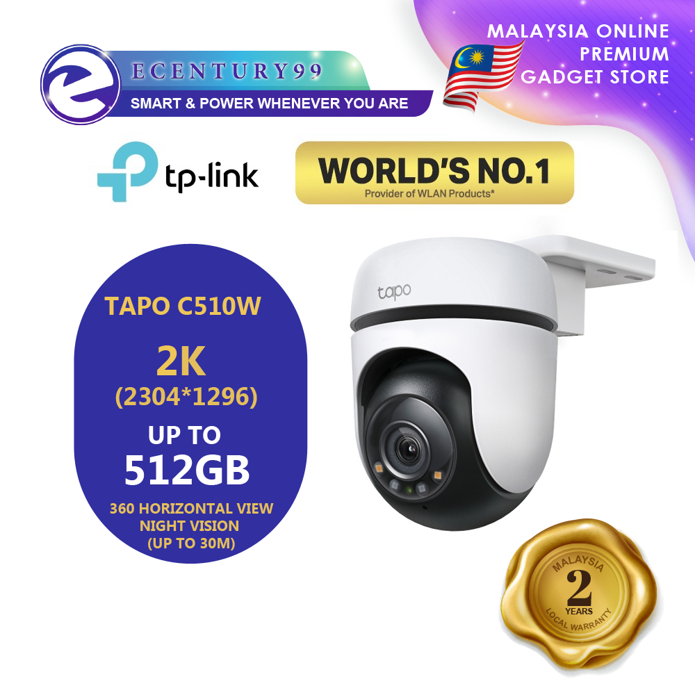TP-LINK TAPO C510W Outdoor Pan/Tilt Security CCTV WiFi Camera 2K (Smart Full Color Night Vision ...