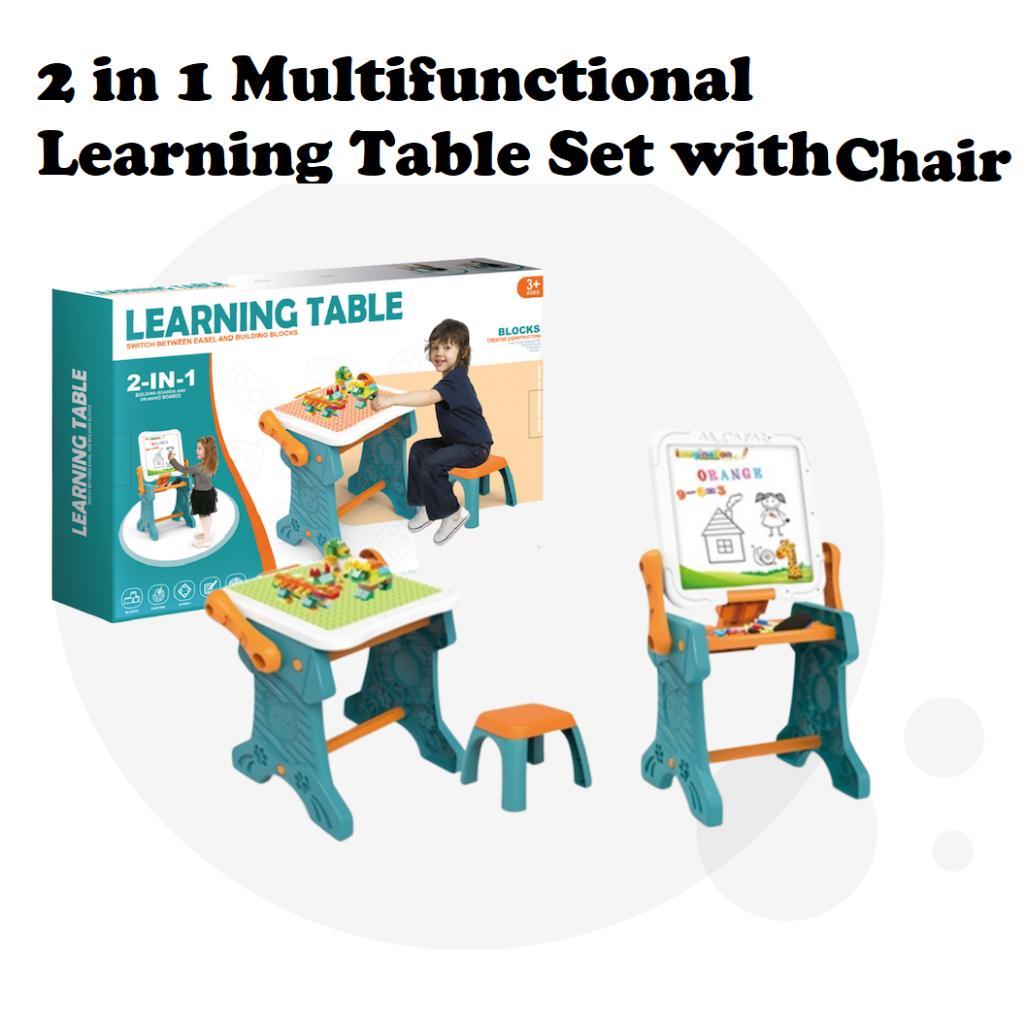 2 in 1 Multifunctional Drawing Board Learning Desk - With Lego Building ...