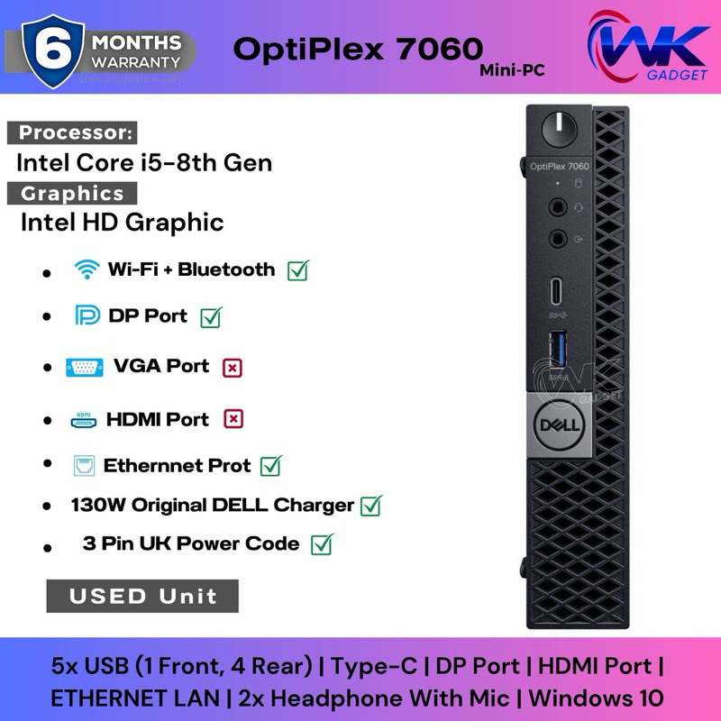 [Super Deal] DELL OPTIPLEX 7060 MICRO | i5-8th Gen | 8GB RAM - 256GB ...