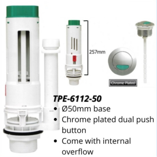 VINYL Lift Up Valve For Toilet Cistern Dual Flush Top Push Button Type ...