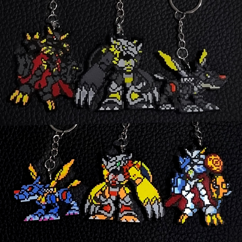 Digimon Wargreymon Metalgarurumon Omegamon Pixel Art Keychain | Shopee ...