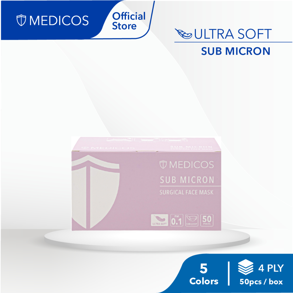 MEDICOS Ultra Soft 4 Ply Sub Micron Surgical Face Mask - Cotton Candy ...