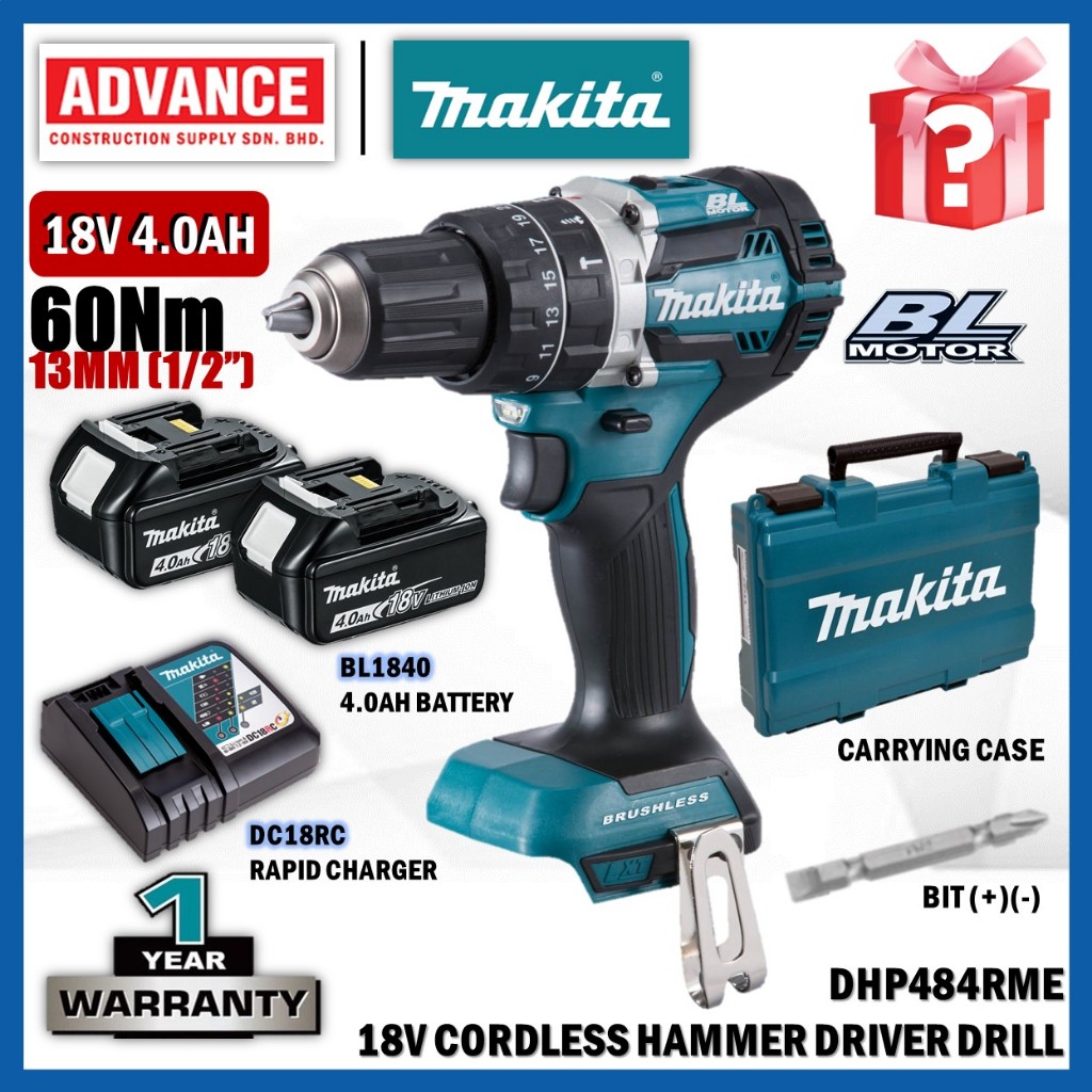 MAKITA DHP484Z / DHP484RME 18V Cordless Hammer Driver Drill 13MM (1/2 ...