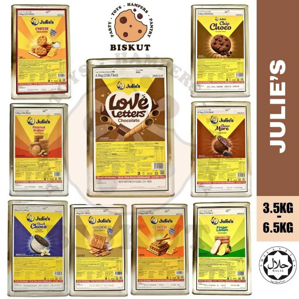 [BISKUT TIN]JULIES -Choco More/GoldenCracker/Fingerlemon/Peanut butter ...