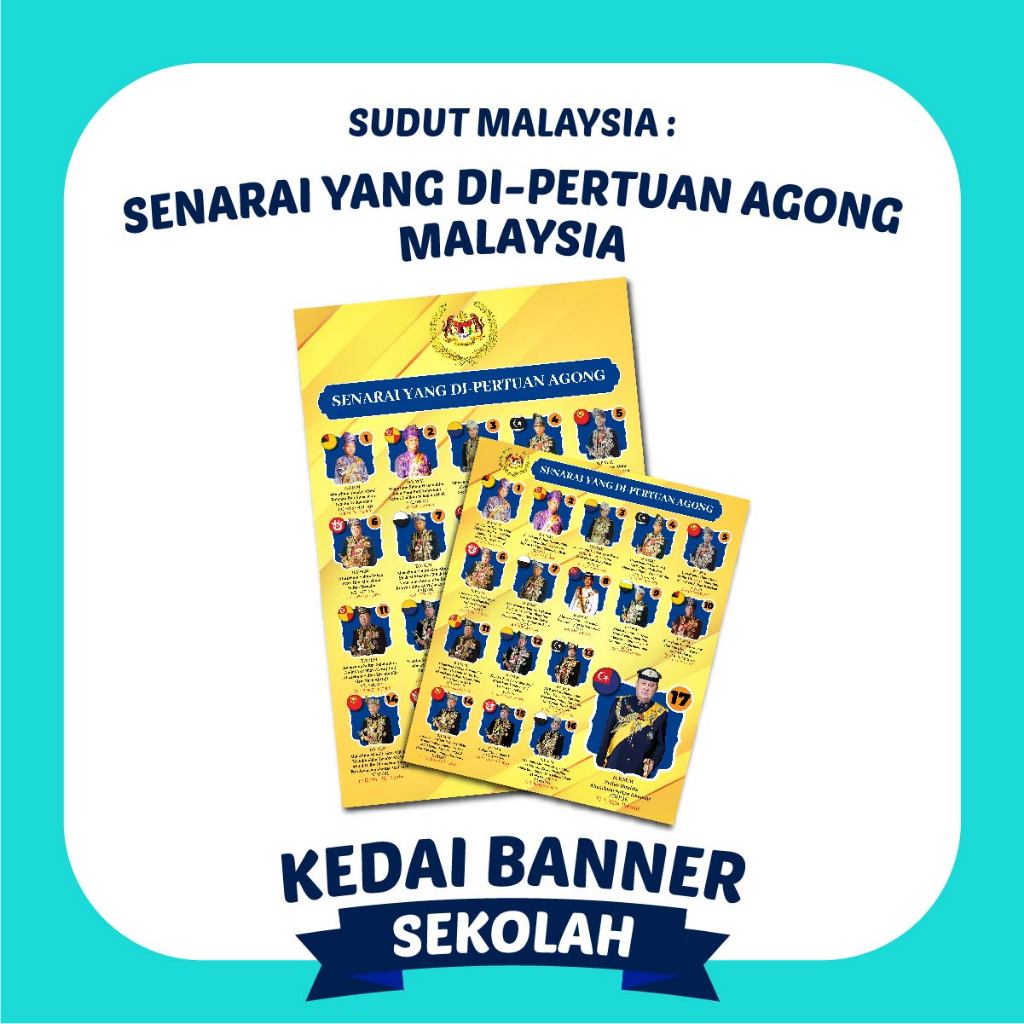 Poster Senarai Yang Di-Pertuan Agong | Senarai YDPA | Senarai Agong ...