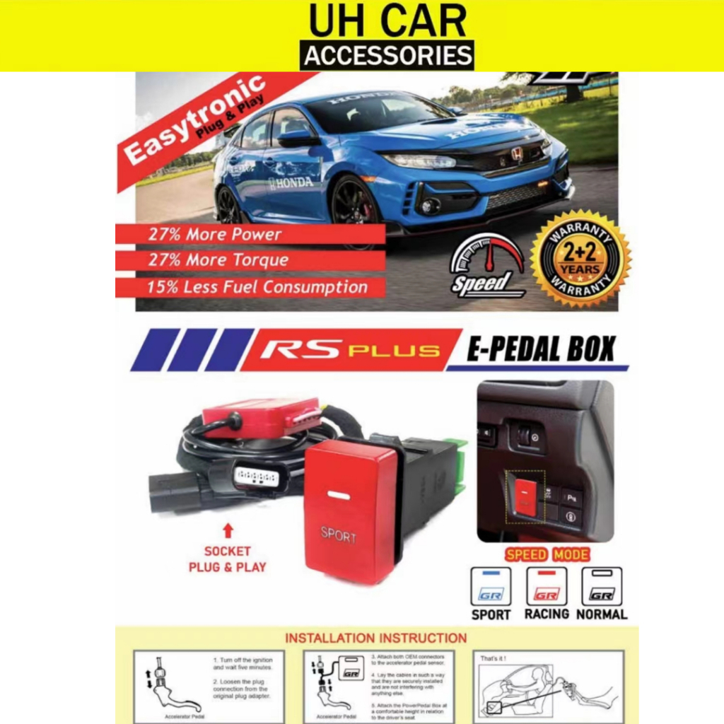 HONDA CIVIC FC 2017-2021 EASYCAR E-Pedal Sport Plus Box Accelerator Pedal Car Electronic ...