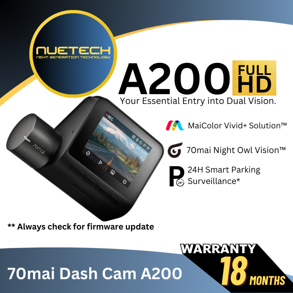 70mai A200 Dash Cam | 1080P Full HD Car Camera with Night Vision ...