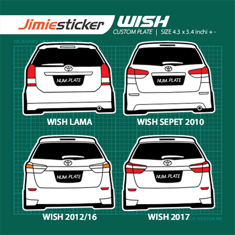 Wish Train Sticker, Toyota Rear Sticker, Custom Color And Plate Number ...