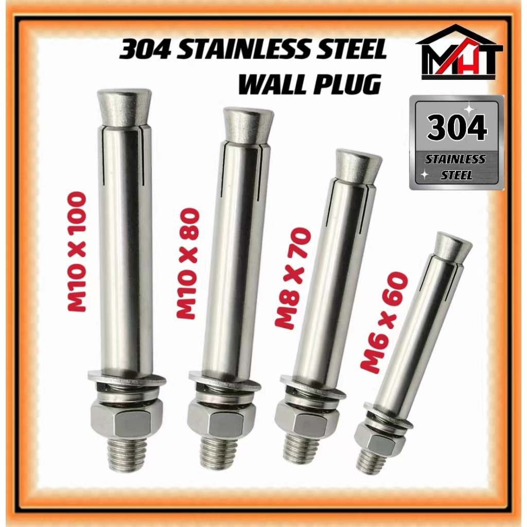 304 Stainless Steel Wall Plug M6 M8 M10 Expansion Anchor Bolts | Shopee ...