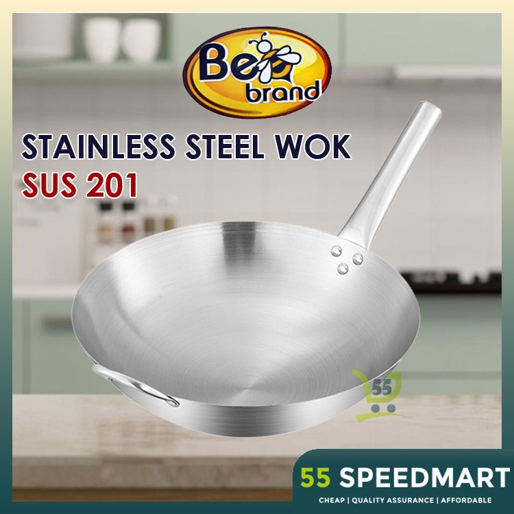 55SPEEDMART Stainless Steel Wok with Single Ears High Quality / Single ...