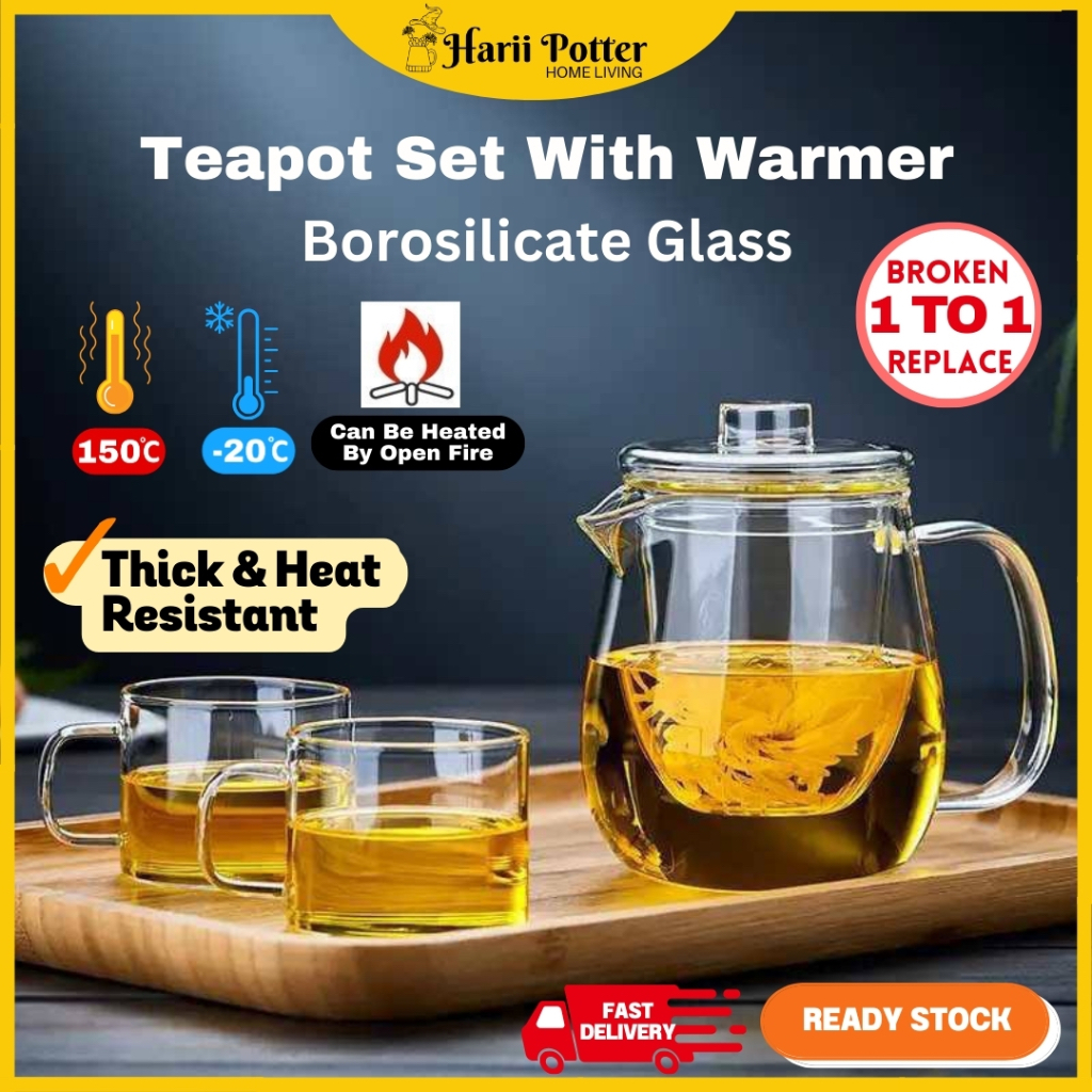 Glass Teapot Small Flower Tea Pot Infuser Filter Pot Heat Resistant ...