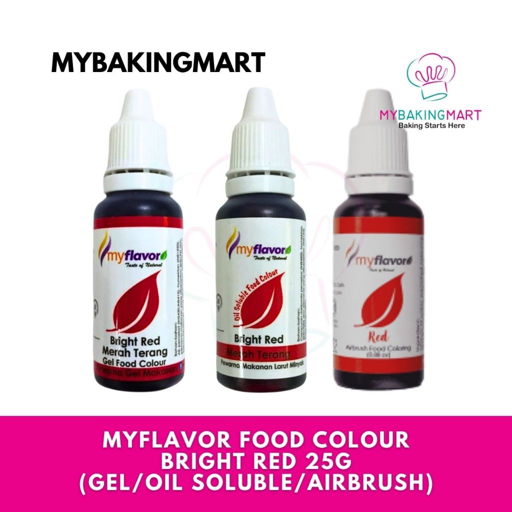 Myflavor Red / Bright Red - Gel / Oil / Airbrush Edible Food Coloring ...