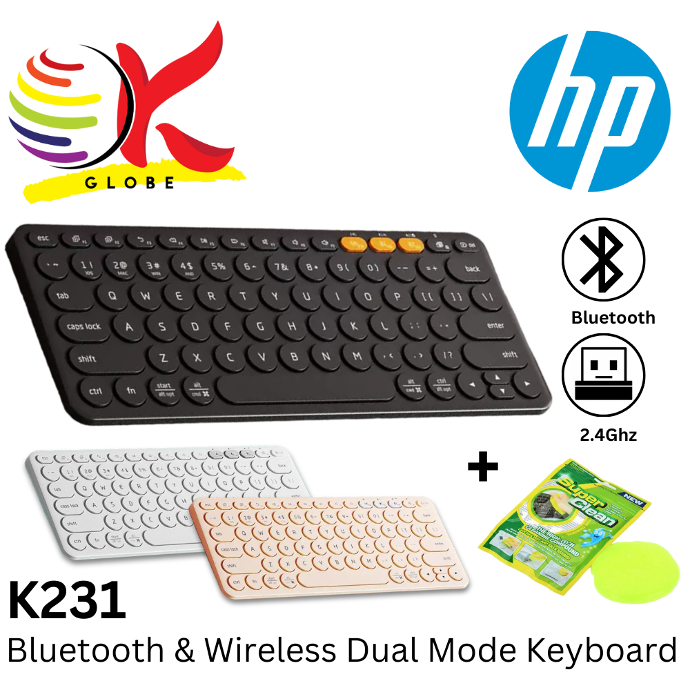 HP K231 DUAL MODE WIRELESS BLUETOOTH + 2.4GHZ RECHARGEABLE KEYBOARD ...
