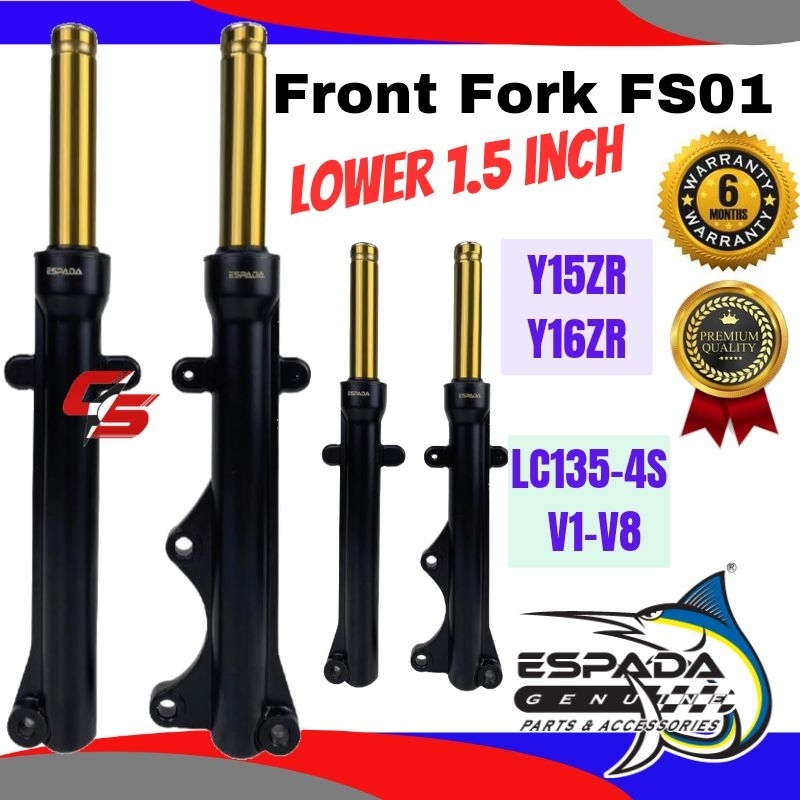 Espada Fork Standard Black Gold Lower 1.5inch LC135 4s v1-v8 Y15zr Y16zr v1 y16 V2 abs batang ...