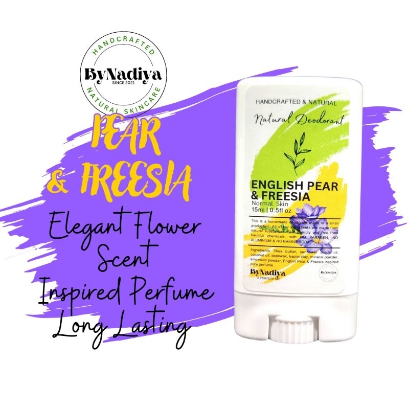 ByNadiya Pear & Freesia Natural Deodorant 15ml for Underarm Freshness ...