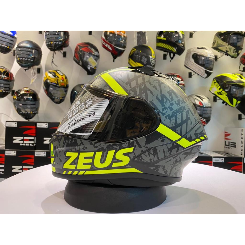 ZEUS ZS-826 MATT BLACK/BK29 GREEN (COME WITH SMOKE VISOR+SPOILER+DONUT ...
