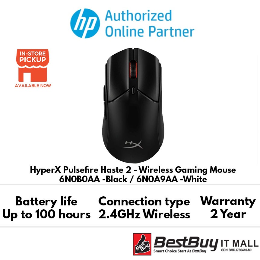 HyperX Pulsefire Haste 2 - Wireless Gaming Mouse (Black / White ...