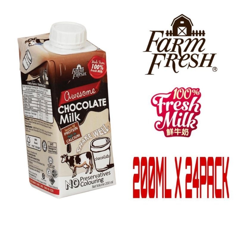 FARM FRESH UHT CHOCOLATE MILK (200ML x 24Pack) | Shopee Singapore