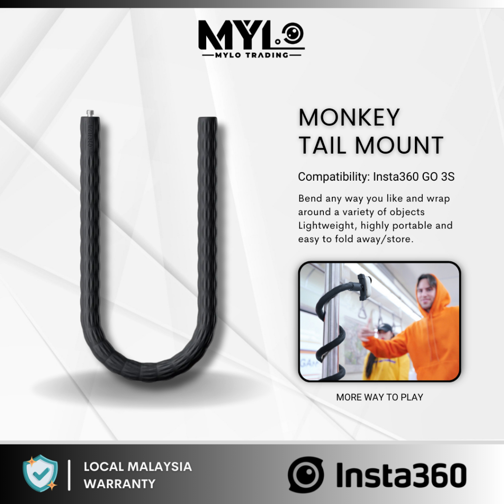 Insta360 Monkey Tail Mount For Insta360 X4 & Insta360 X3 & Insta360 ONE X2 & Insta360 GO 3 ...