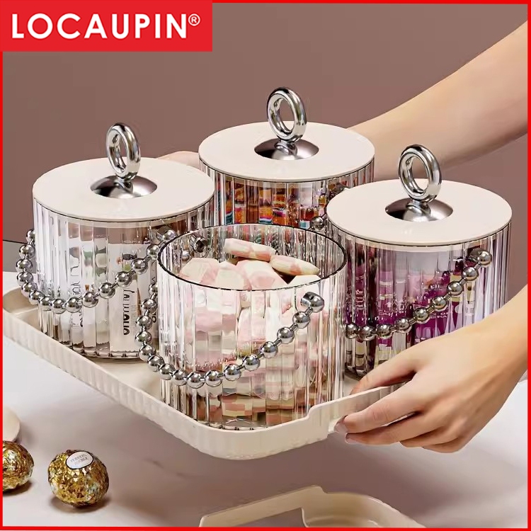 Locaupin Candy Jar Set, Plastic Cookie Container with Lid, Clear ...
