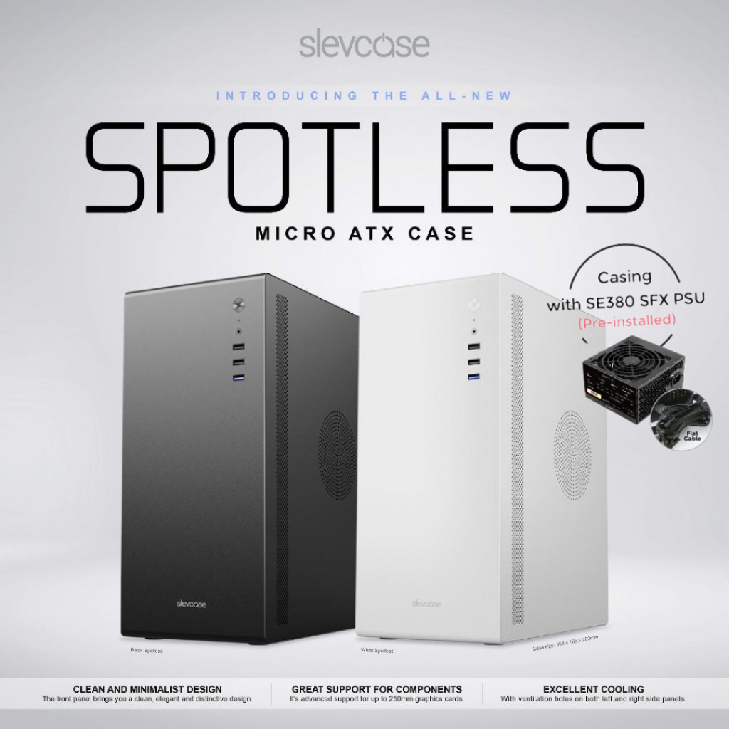 SLEVCASE SPOTLESS mATX Micro ATX Casing with 380W Power Supply PSU ...