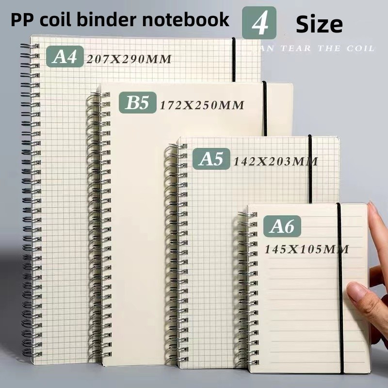 B5 A5 A6 160 Pages Blank Grid Line Matte Cover Notebook Spiral Book ...