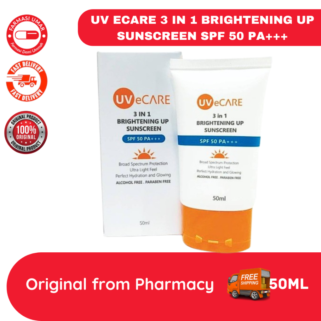 UV eCARE 3 IN 1 Brightening Up Sunscreen SPF50 PA+++ 50ml | Shopee ...