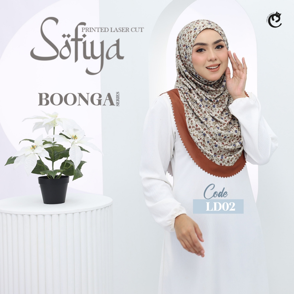 SOFIYA LASER CUT INSTANT TUDUNG IRONLESS | BOONGA SERIES | PRINTED KAIN ...