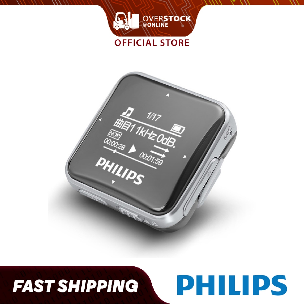 PHILIPS SA2208 MP3 Music Player with 8GB Memory, Fast Charging, FM Radio & Screen Display ...