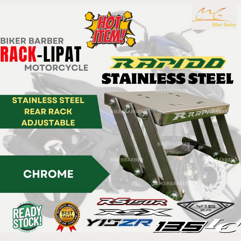 RAPIDO Rear Rack Lipat Adjustable Besi Stainless Steel Y15zr Y16zr ...