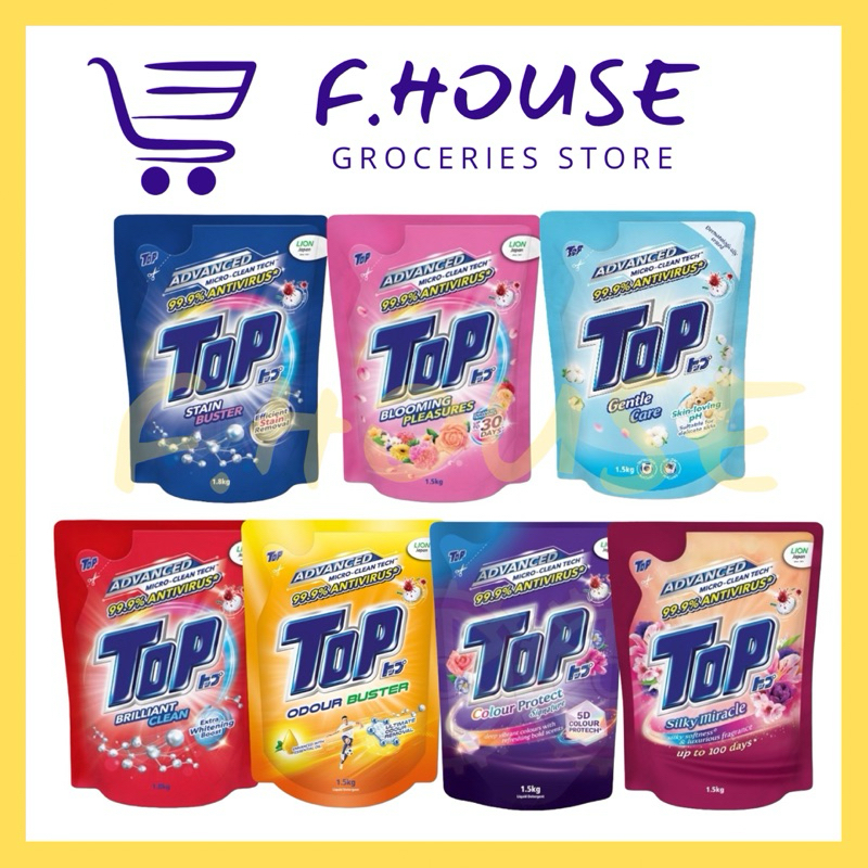 Top Liquid Detergent Refill 7 Variants (1.5kg-1.8kg) | Shopee Singapore