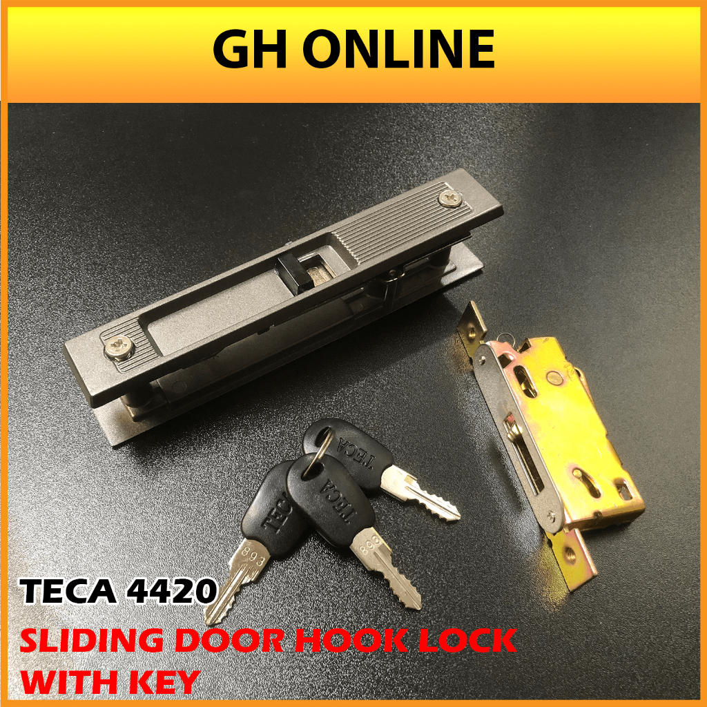 TECA 4420 SLIDING DOOR HOOK LOCK WITH KEY GLASS SLIDING DOOR LOCK KUNCI ...
