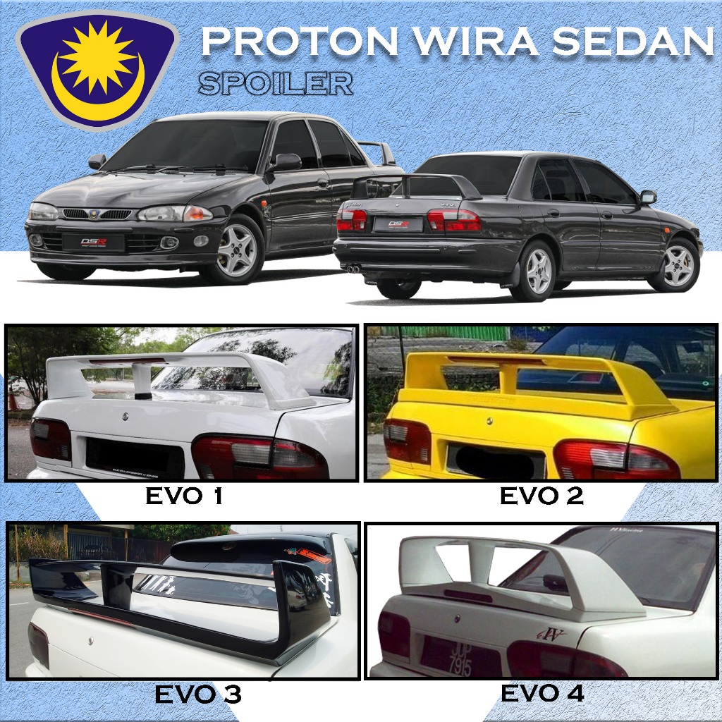 PROTON WIRA SEDAN SALOON REAR TRUNK SPOILER (FIBER SPOILER FOR WIRA ...