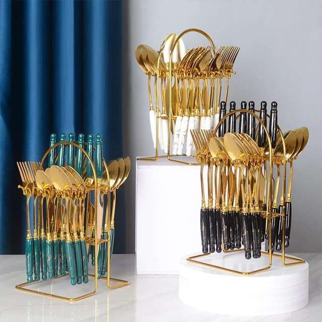 [Shopee Choice] 24pcs Spoon Fork Set Stainless Steel Tableware Cutlery ...