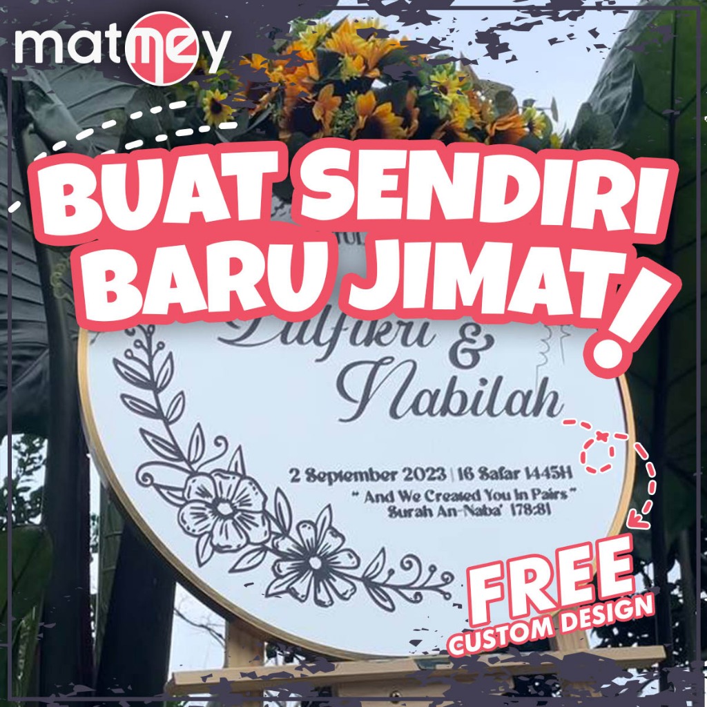 DIY Cermin Kahwin BULAT - wedding miror / cermin bulat / mirror signage ...