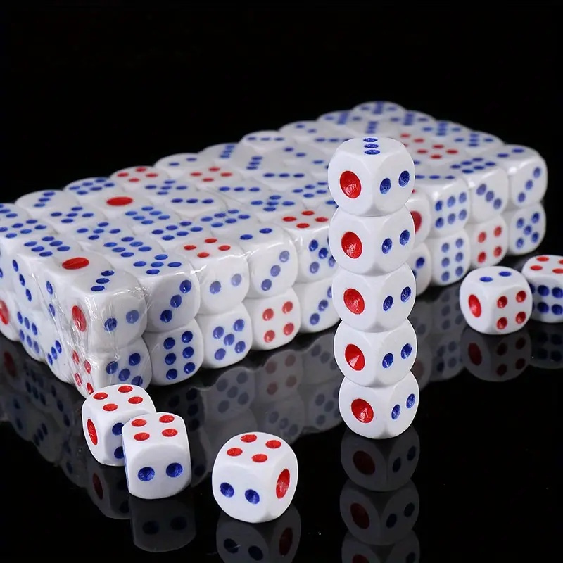 100pcs/pack 13/14/15mm Acrylic White Dice 6 Sided Number Used Toys Game ...