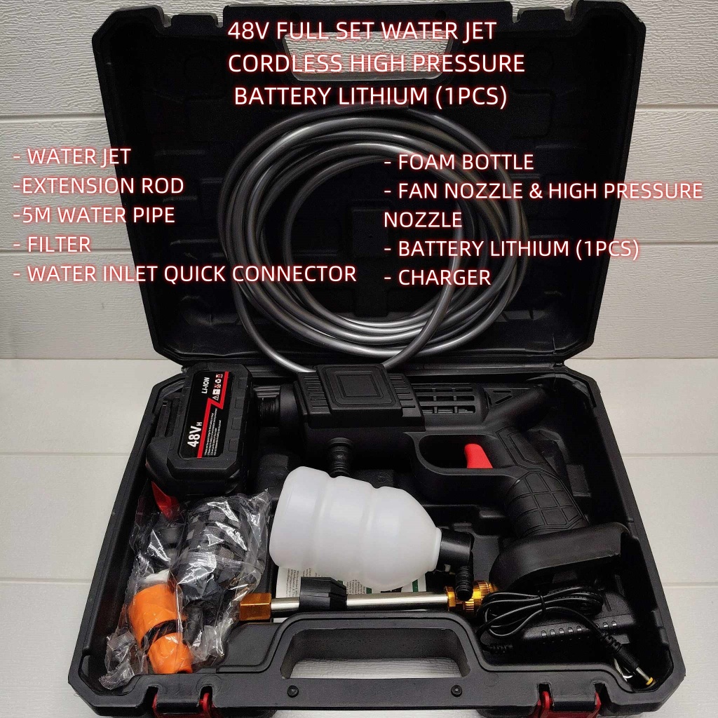 FULL SET WATER JET CORDLESS HIGH PRESSURE/48VF/BATTERY LITHIUM ...