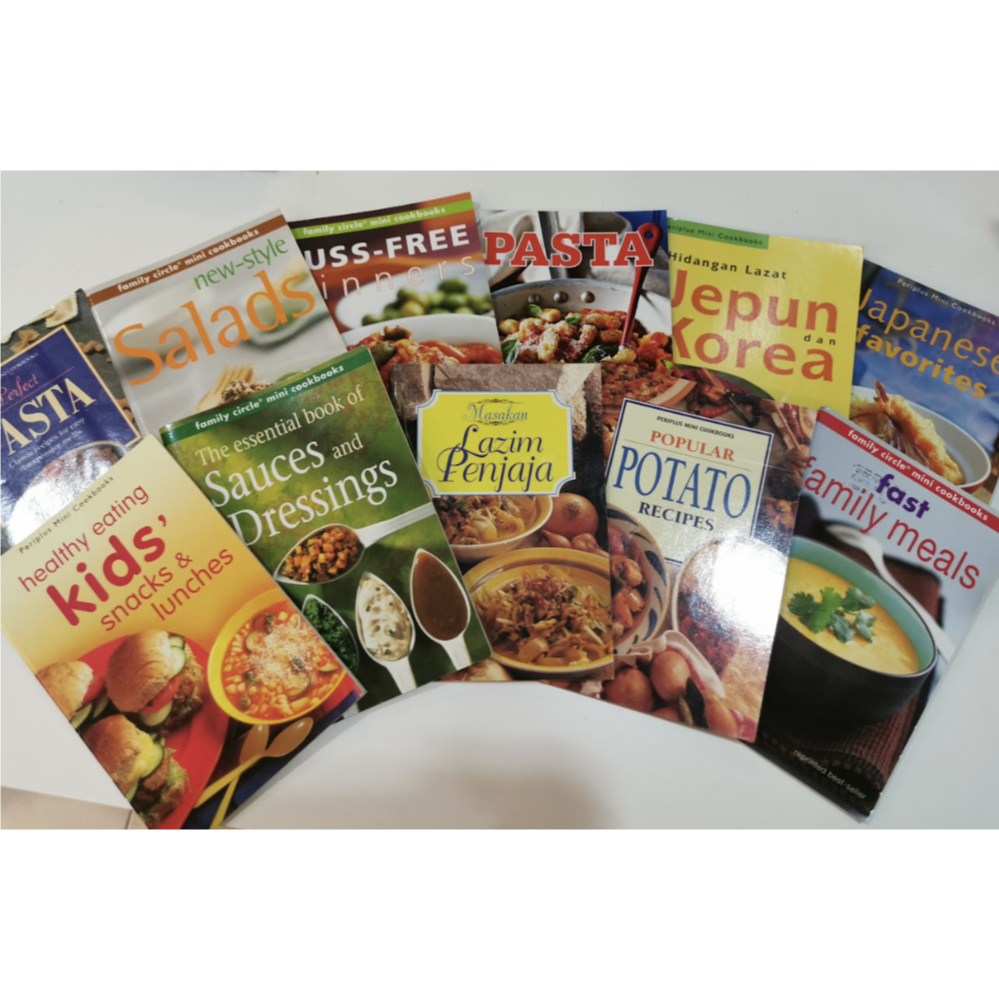 A variety of small sized cookbooks on different types of cuisines (11 ...