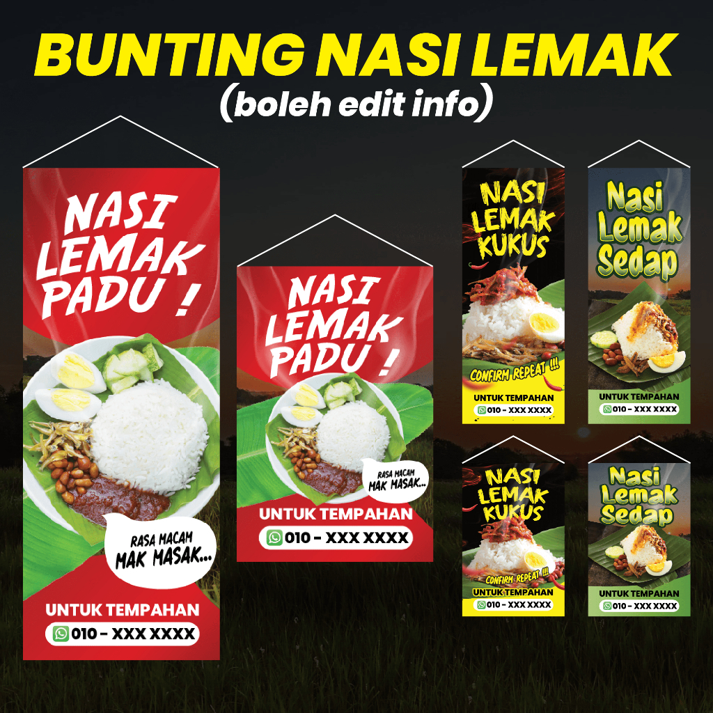 Bunting Niaga Nasi Lemak Road Edge of the Fat Rice Stall | Shopee Singapore