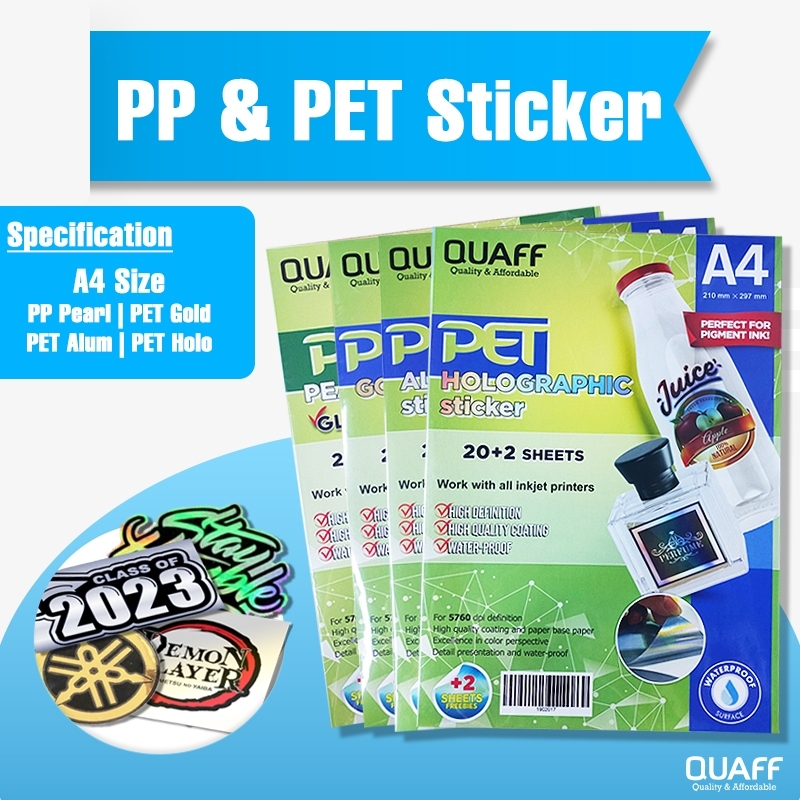 QUAFF A4 Size PET Sticker & PP Pearl Sticker Inkjet Sticker for Label ...