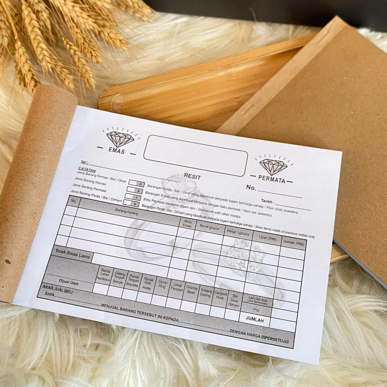 Buku Resit Emas Berwarna Buku Bil, Jewelry Receipt Book , Resit Bill ...