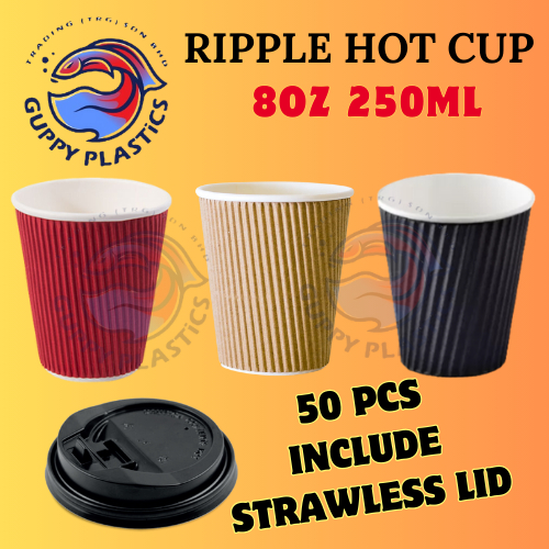 RIPPLE HOT CUO 8OZ WITH STRAWLESS LID 50PCS / RIPPLE WALL 8OZ / COFFEE ...
