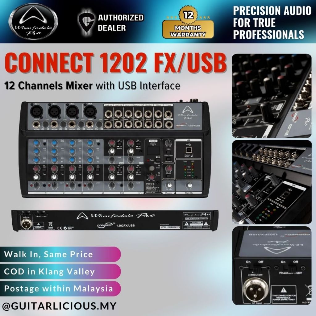 Wharfedale Pro Connect 1202FX/USB 12 Channels Mixer with USB Interface ...