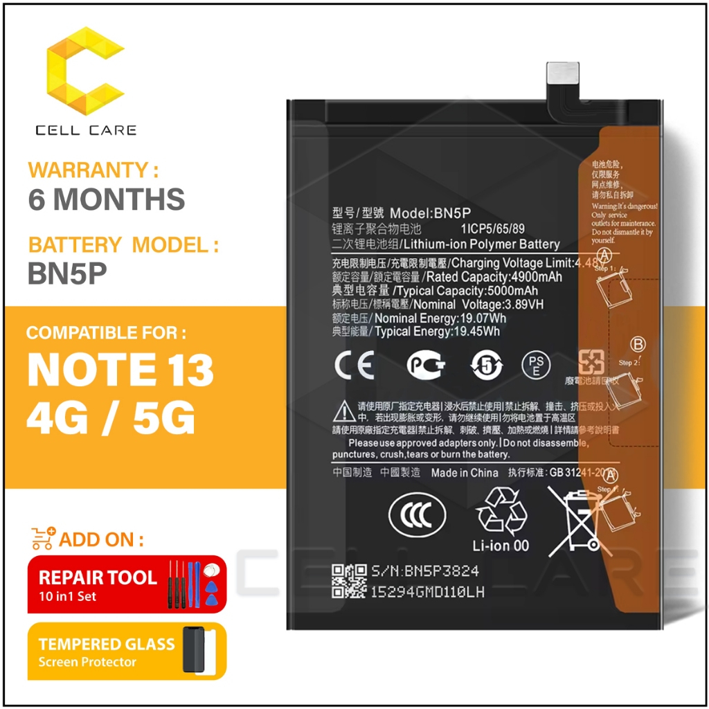 CellCare Battery BN5P For REDMI NOTE 13 4G / REDMI NOTE 13 5G (5000 mAh ...