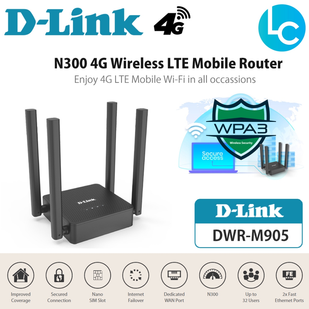 D-Link DWR-M905 4G LTE N300mbps Mobile Router Sim Card Modem Wi-Fi ...