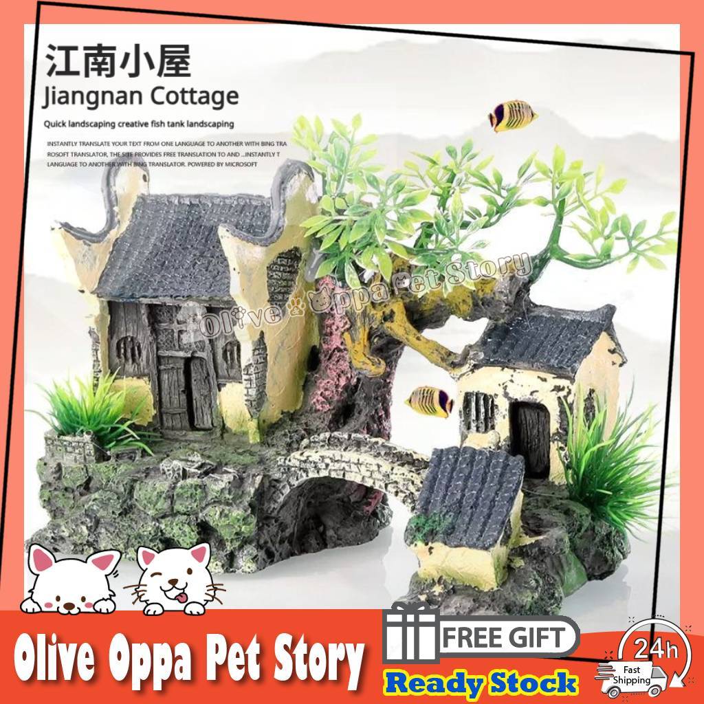Fish Tank Landscape Decoration Hiasan Dekorasi Ancient Tower House ...