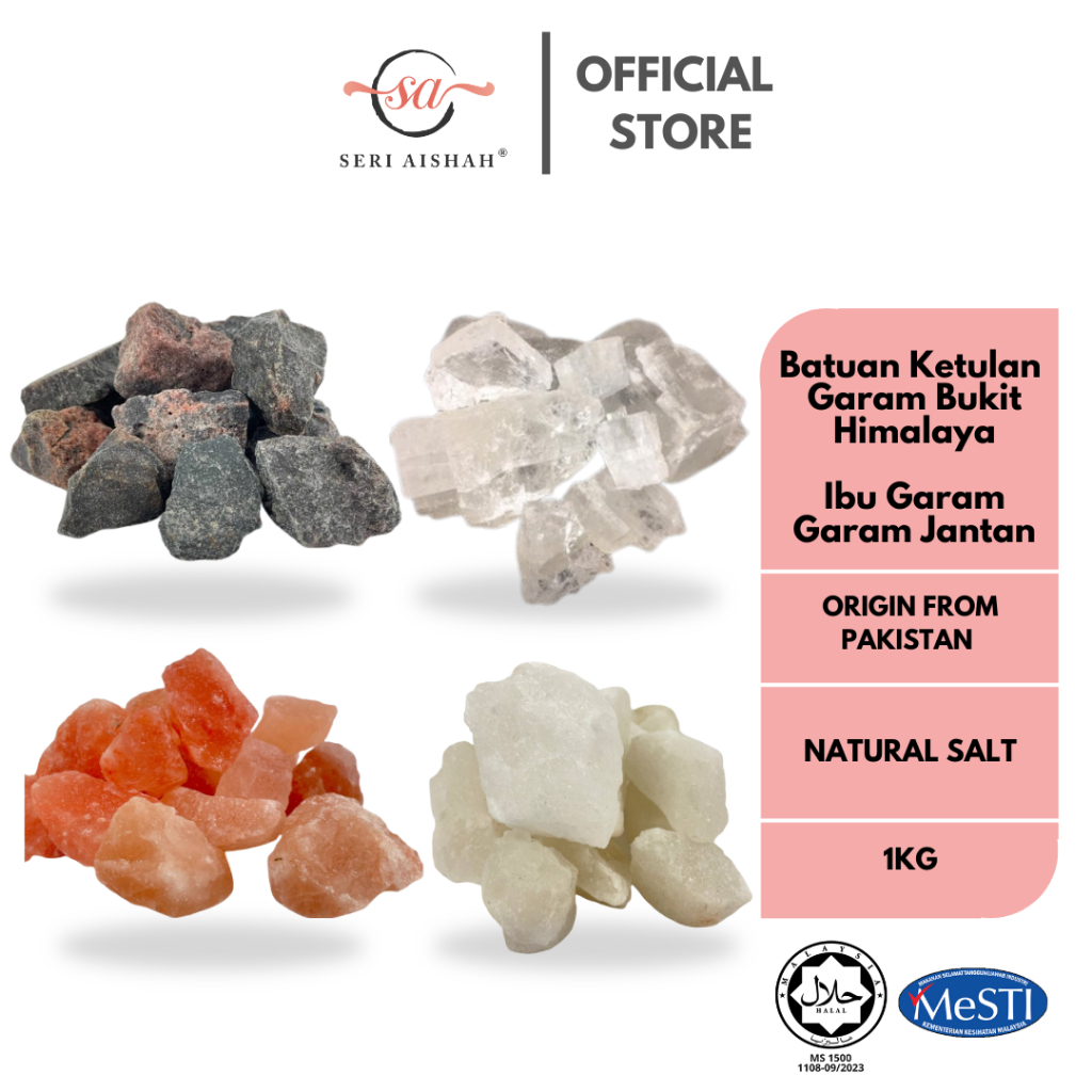PUTIH MERAH HITAM Aishah SERIES Batuan Ketulan Salt Himalayan Hill Red ...