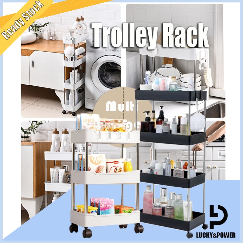 3/4 Tier Trolley Multifunction StorageTrolley Rack Trolley Storage Rack ...