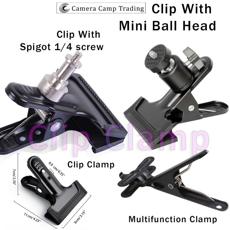 Clip Clamp with Spigot 1/4" Screw for Photography (can support use ...