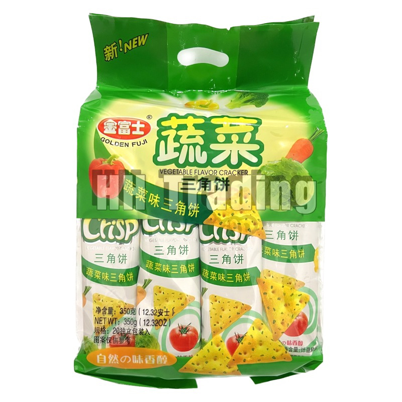 350g GOLDEN FUJI VEGETABLE FLAVOUR TRIANGLE CRACKER BISCUITS 金富士蔬菜味三角饼 ...